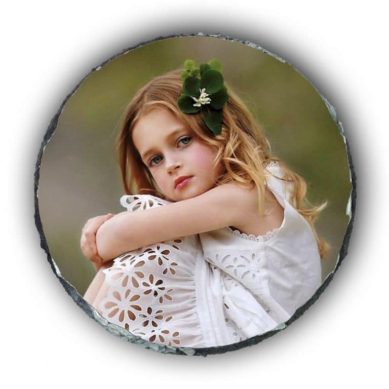 Personalized Rock Photo Circle Slate | Custom Granite Photo Frame